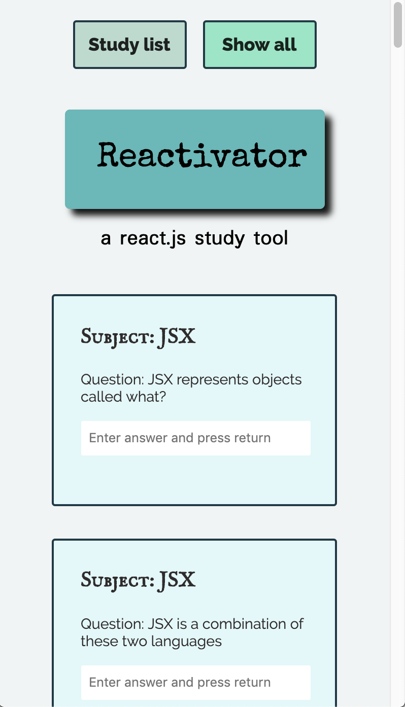 GitHub - SallyH3/Reactivator: A flashcard app where users can learn ...