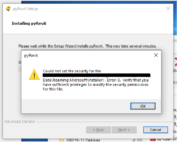 Installation Cannot Obtain Sufficient Privileges To Modify Security Permissions · Issue 991
