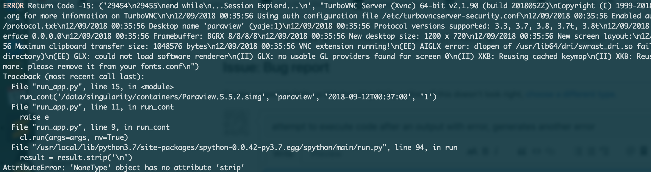 errors not handled correctly in function [ spython/main/run.py. ] run() · Issue #62 ...