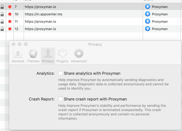 Out-out ""Share anonymous analytics data"" but data are still sent · Issue #189 · ProxymanApp ...