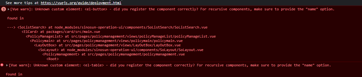 对于 基于element-ui@2+ 二开的组件，在运行之后提示组件并未进行注册 · Issue #576 · unplugin/unplugin-vue-components · GitHub
