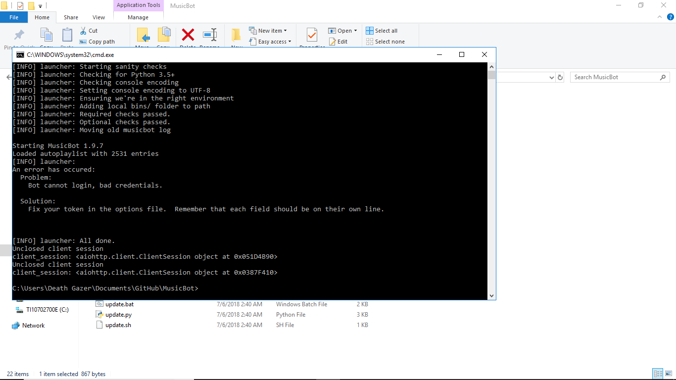Bad Credentials Issue Please Send Help · Issue 1661 · Just Some Botsmusicbot · Github