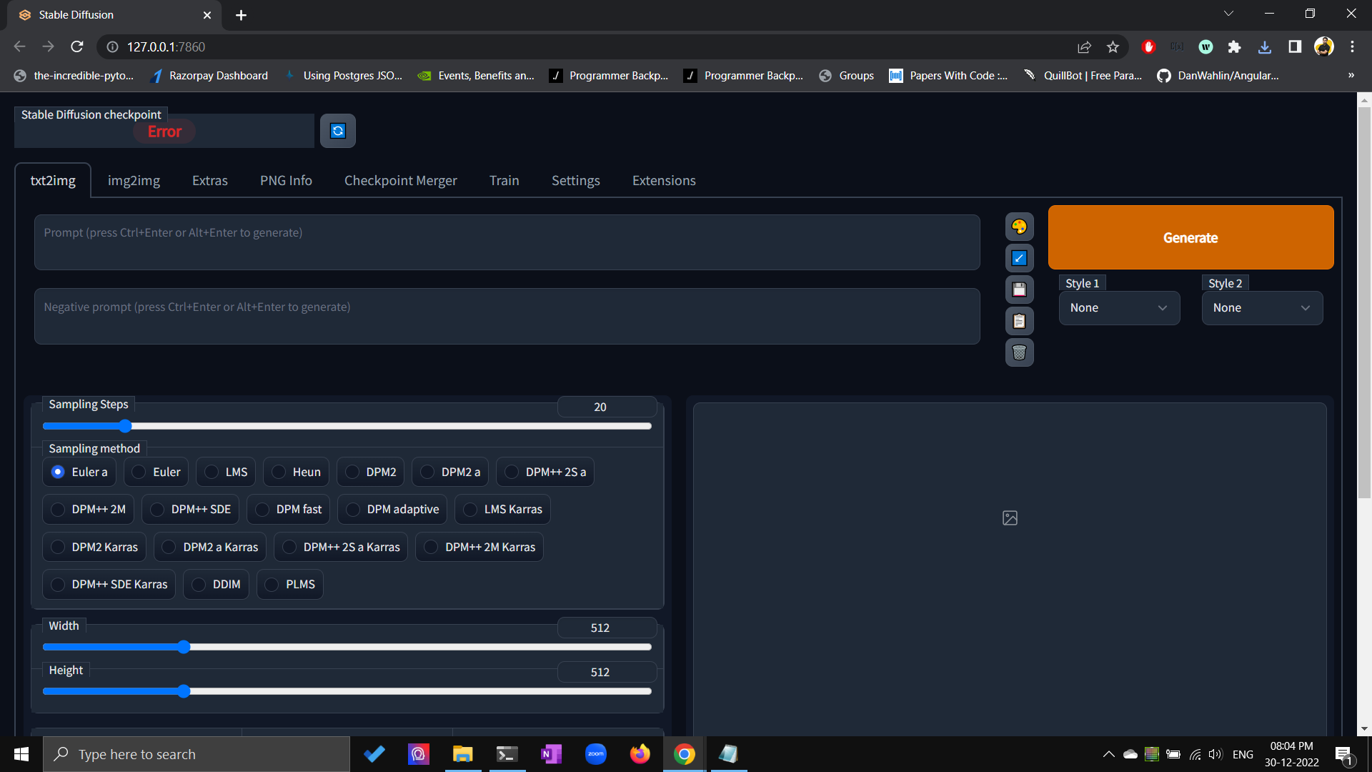 Runtime issues after training a new model (v2.1) with dreambooth using colab notebook provided ...