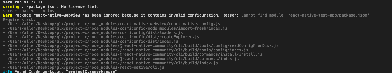 Package React Native Webview Has Been Ignored Because It Contains Invalid Configuration · Issue