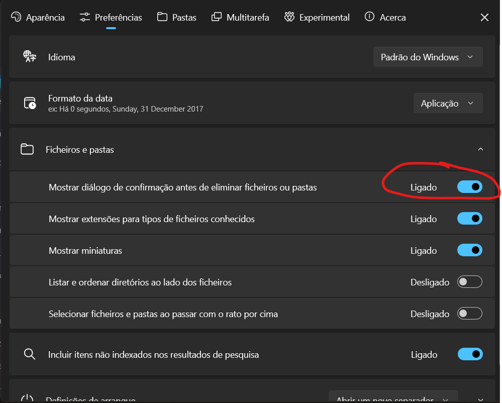 Option to show confirmation dialog before deleting files should only affect when sending to ...