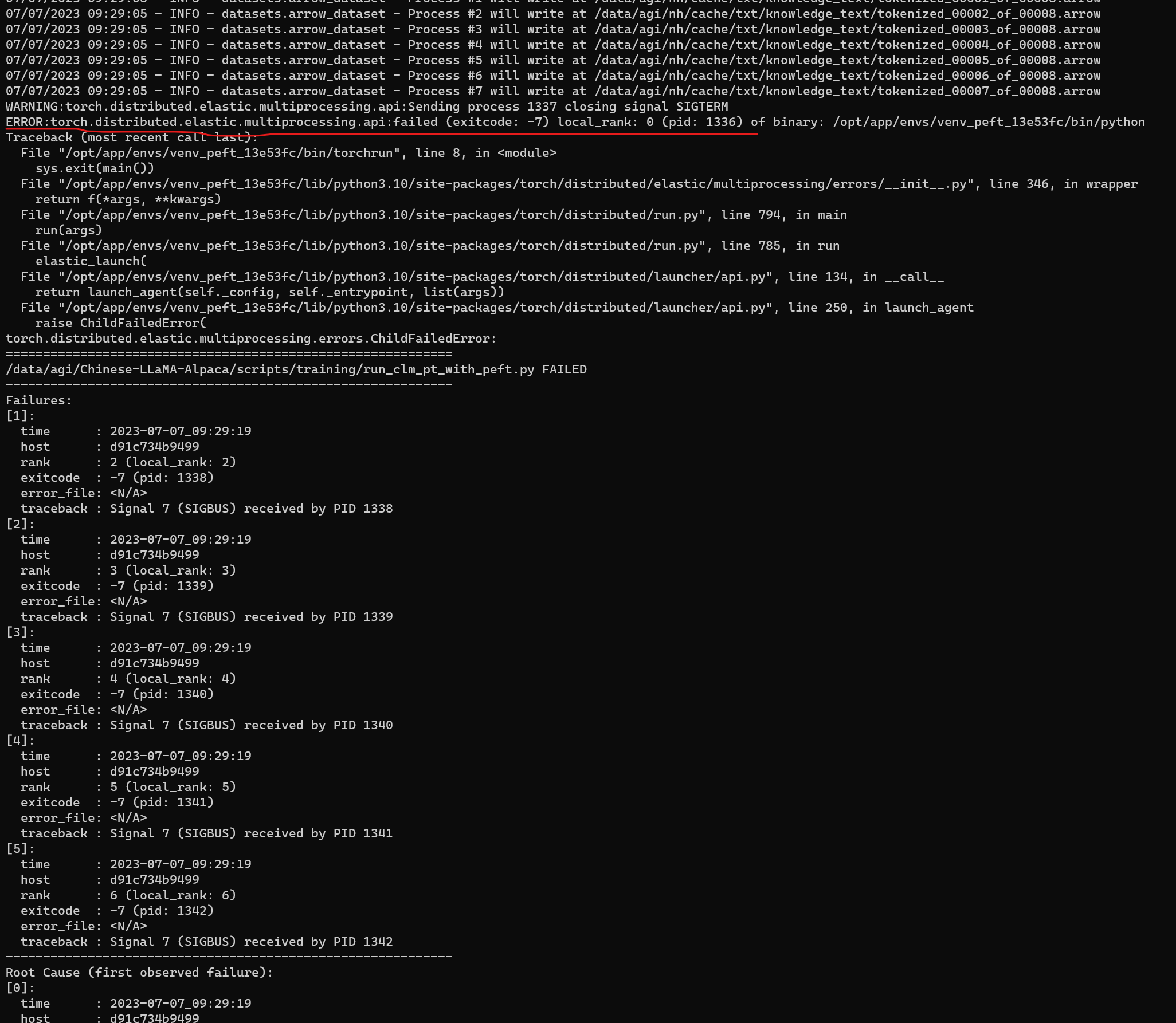 一机多卡执行训练报错，torchrun 的 --nproc_per_node 配置`2`时正常，配置为大于`2`的数值后报错 · Issue #722 · ymcui/Chinese ...