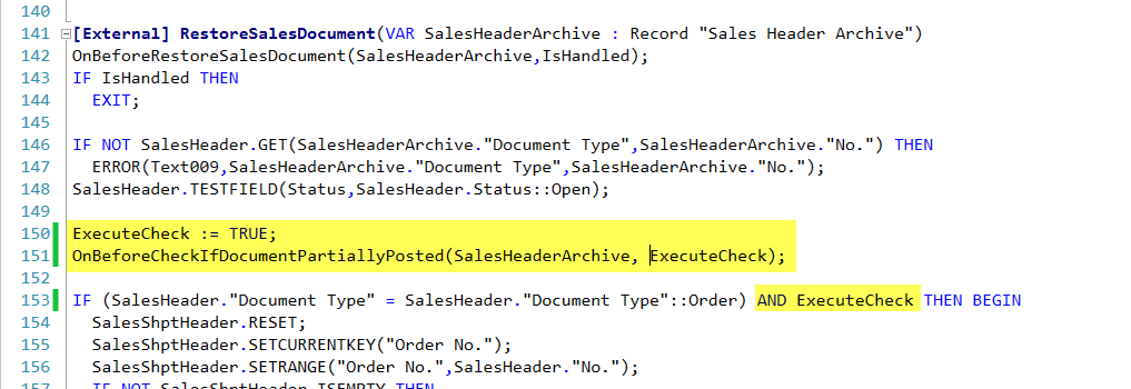 Event Request Codeunit 5063 Onbeforecheckifdocumentpartiallyposted