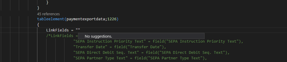 Missing Intellisense In Xmlport Linkfields Property · Issue 3134