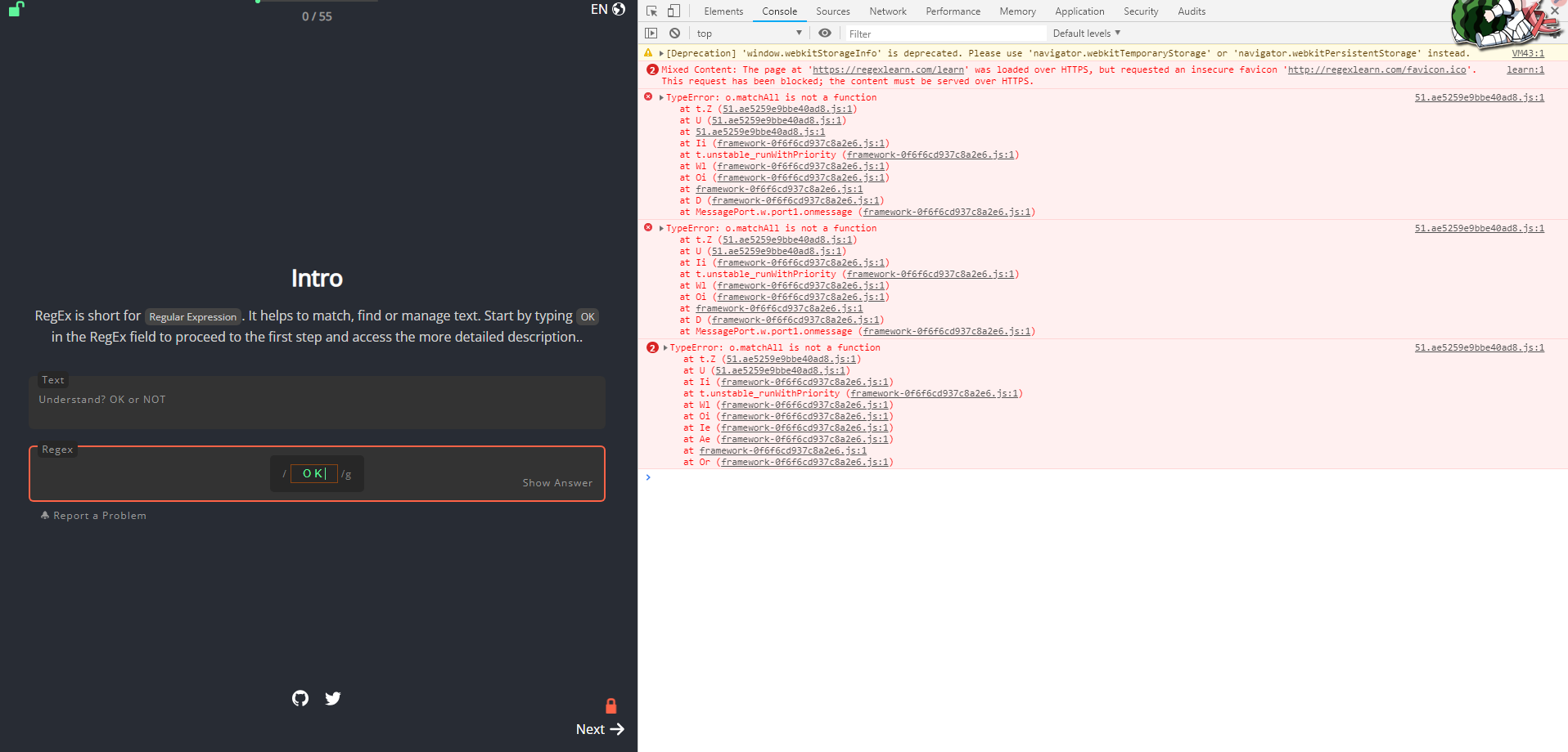[Learn]: Input OK failed to successfully unlock the next level · Issue #107 · aykutkardas ...