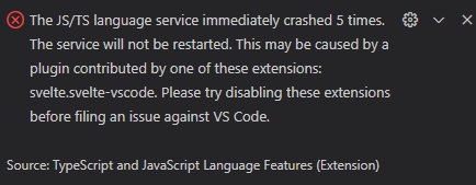 JS/TS language service crashes · Issue #1956 · sveltejs/language-tools · GitHub
