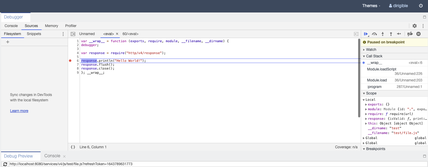 [IDE] Debugger - JS files debugging is weird · Issue #1539 · eclipse-dirigible/dirigible · GitHub