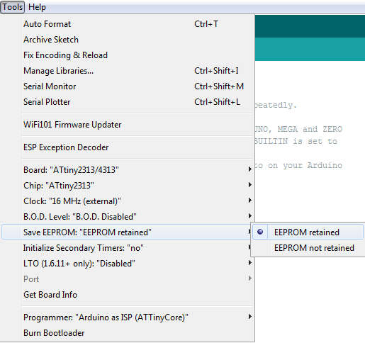 Eeprom Are Not Being Retained After Loading A Sketch · Issue 312 · Spencekondeattinycore · Github