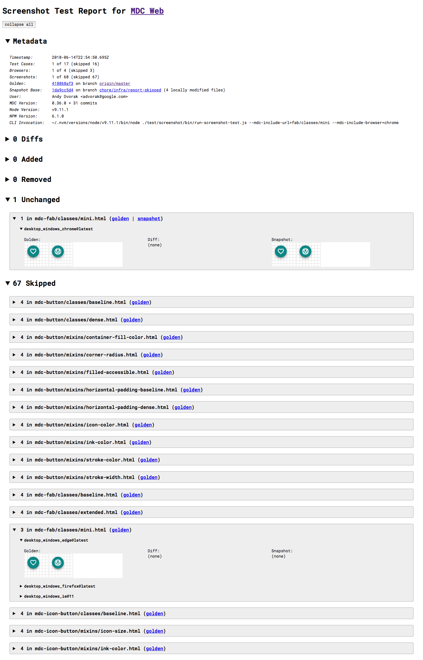 Screenshot diff report should include added and removed screenshots ...