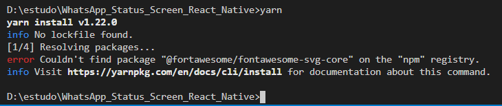 Couldn't find package "@fortawesome/fontawesome-svg-core" on the "npm ...