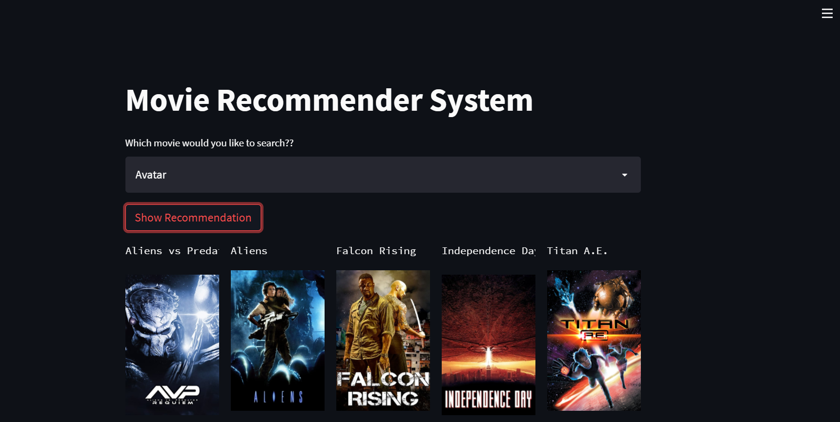 GitHub - santos-k/Movie-Recommender: Hollywood movies recommender ...