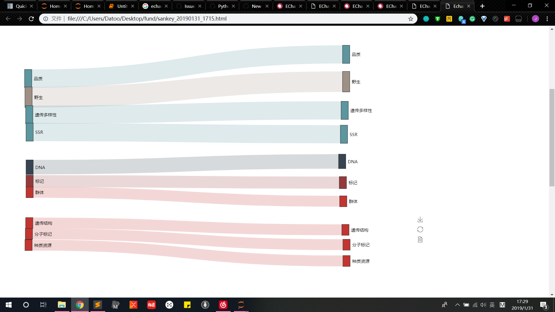 请问桑基图sankey能否对结点分类显示(有图)？render sankey graph by classifying the same ...