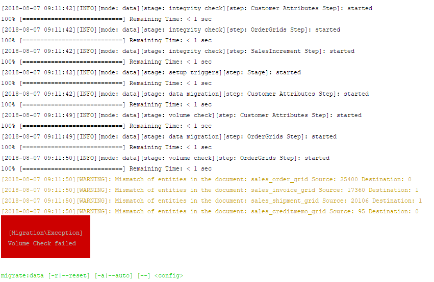 Volume Check Failed Migrating Data From M1 To M2 · Issue 571 · Magento Data Migration Tool