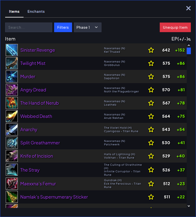 One-Hand weapon's EP not updating properly. · Issue #3179 · wowsims/wotlk · GitHub