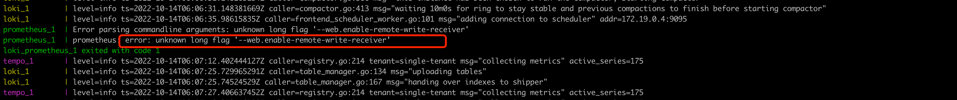 loki docker-compose example start prometheus failed · Issue #1800 · grafana/tempo · GitHub