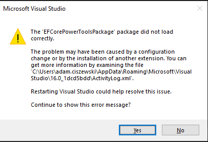 The 'EFCorePowerToolsPackage' package did not load correctly. · Issue #1089 · ErikEJ ...