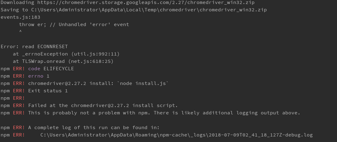 Npm Install时报错failed At The Chromedriver2272 Install Script · Issue 37 · Renreniorenren