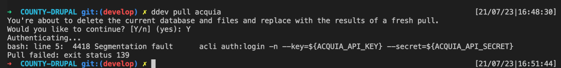 Acquia `acli auth:login` command and Platform.sh `platform db:dump` Segmentation fault on Mac M1 ...