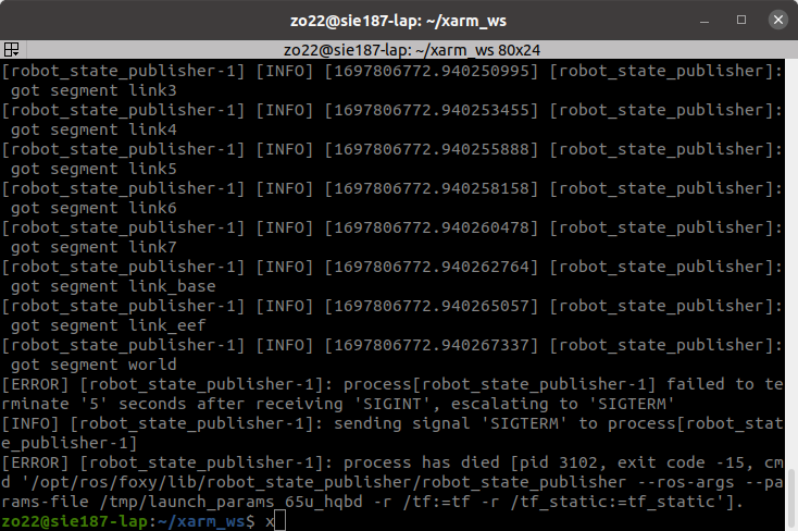 robot_state_publisher exit code -15 during launch xarm7 description and Moveit config · Issue ...