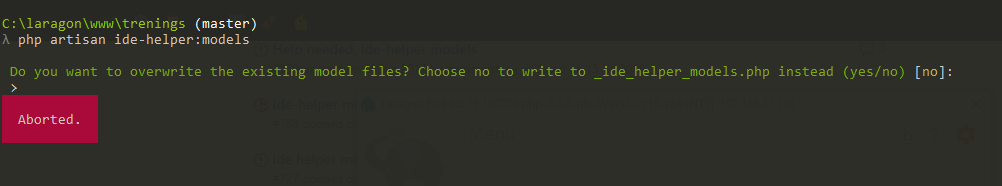 Aborted Ide Helper Models On Windows · Issue 855 · Barryvdh Laravel Ide Helper · Github