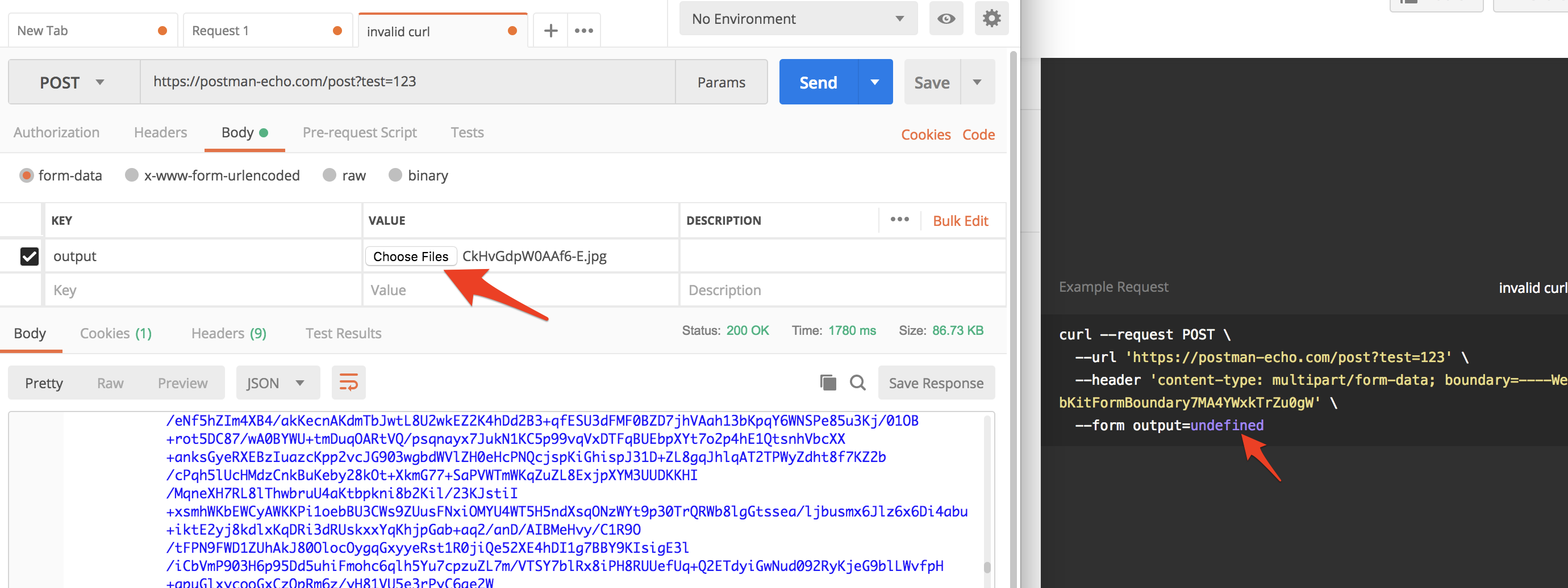 invalid curl on documentation when file is in multiform · Issue #5144 · postmanlabs/postman-app ...