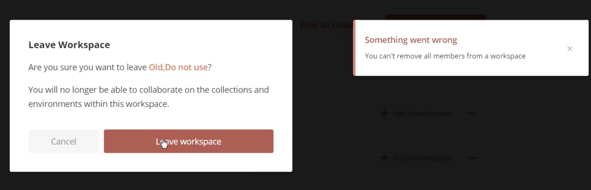 Unable To Delete A Workspace · Issue 5944 · Postmanlabs Postman App Support · Github