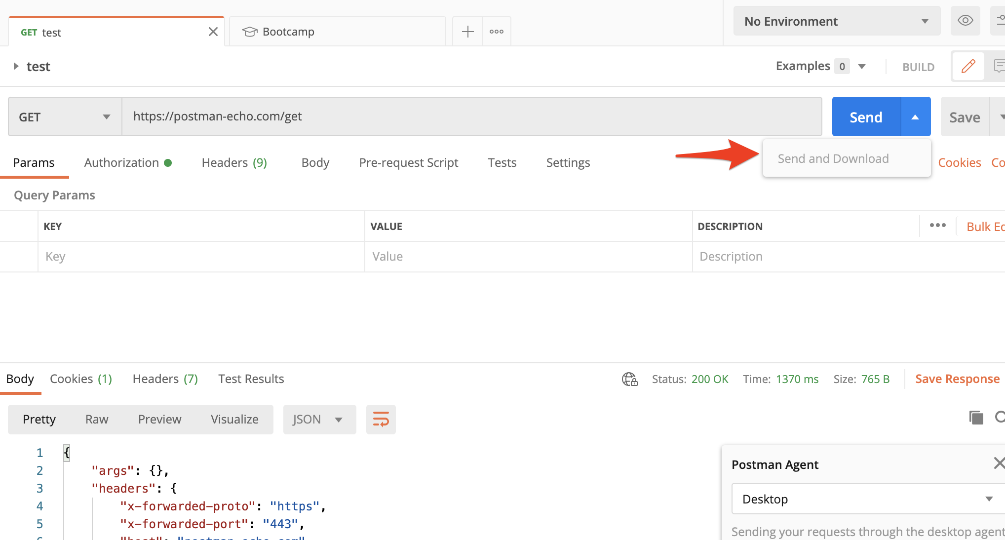 Add ability to "Send and Download/Save response" while using Postman Desktop Agnet. · Issue ...
