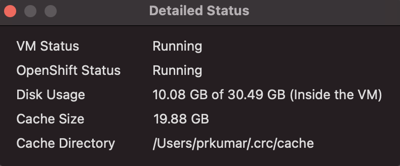 Details dialog window not showing the openshift version · Issue #66 · crc-org/tray-macos · GitHub