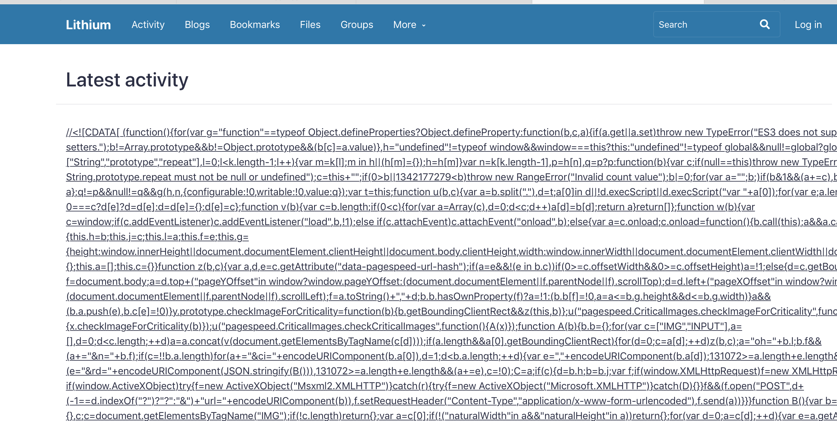 CDATA code showing in the toolbar on all pages, might disappear after a ...