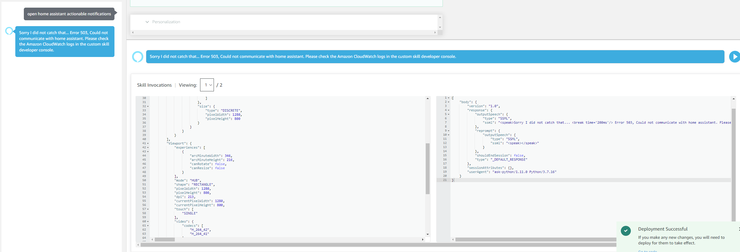 [Bug]: Getting error 503 on alexa skill, cant seem to access home assistant. · Issue #167 ...