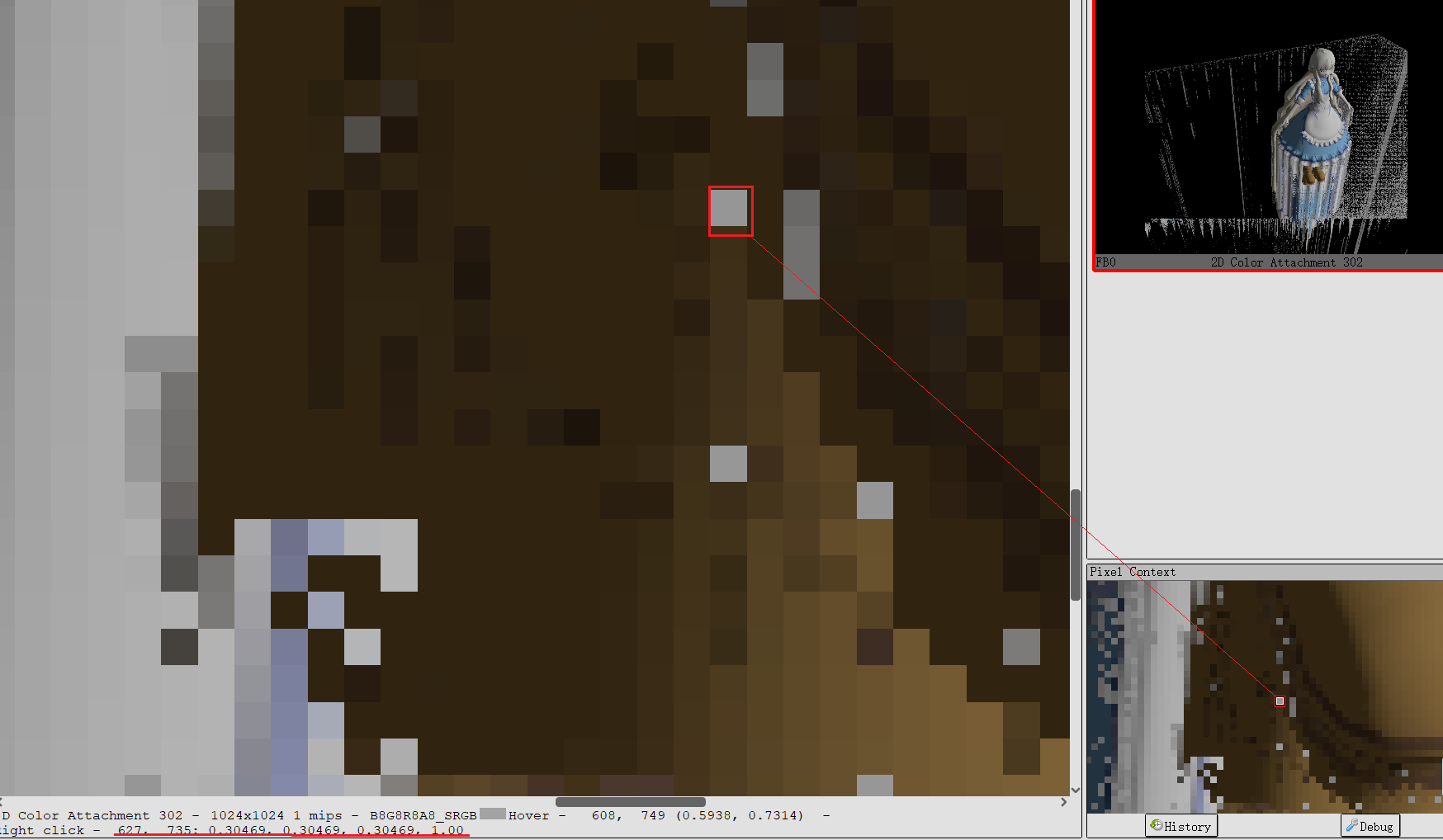 Pixel value inspected in renderdoc texture viewer is not same as the output color of shader ...