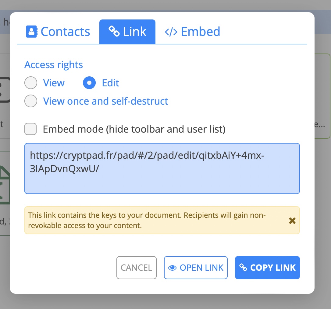 Link sharing with view only access not available as an option on Cryptpad · Issue #930 ...
