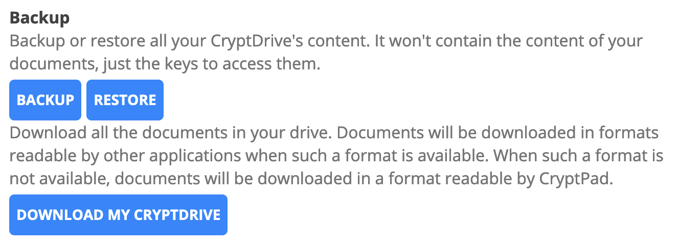 Backup/restore the drive keys can break the account · Issue #988 · cryptpad/cryptpad · GitHub
