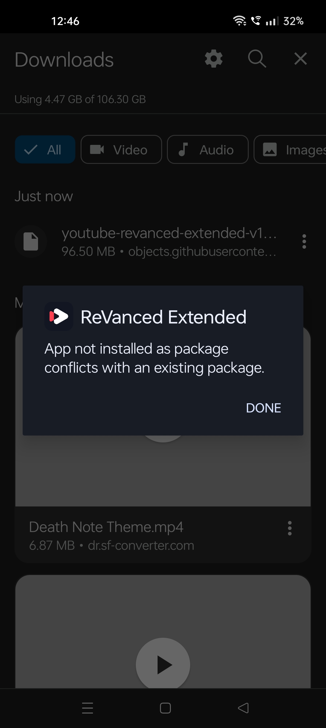 While installing new apk · Issue #939 · inotia00/ReVanced_Extended · GitHub