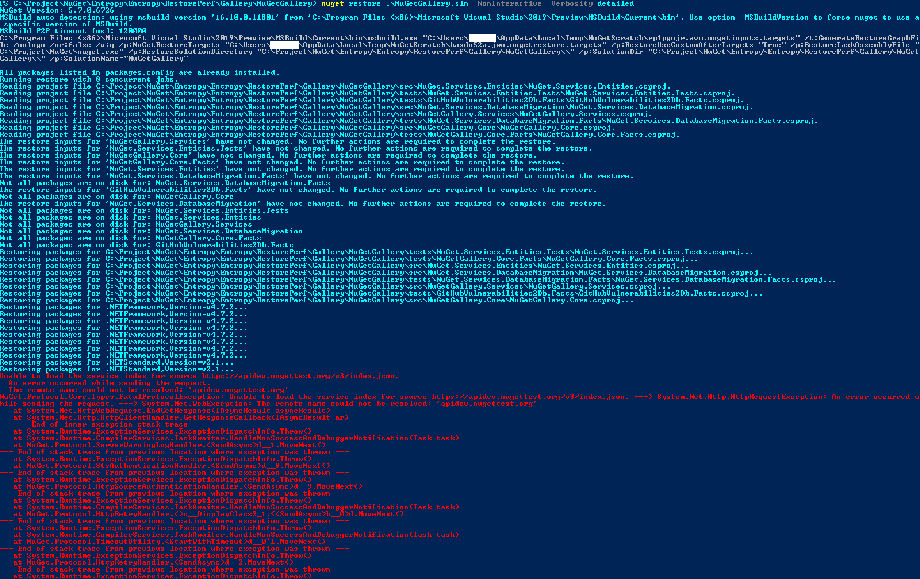 Clients terminate the restore procedure, when any DNS failure is met. · Issue #10661 · NuGet ...