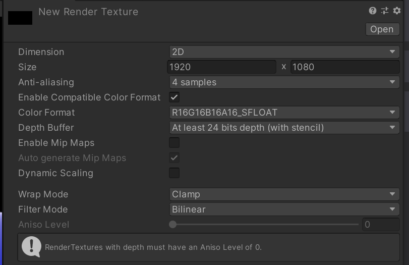 Request Please Expose The Parameters For Color Format And Anti Aliasing · Issue 350 · Unity