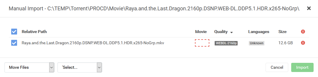 Unable to import Snatch - File rejected for the following reasons: [Permanent] Unable to parse ...