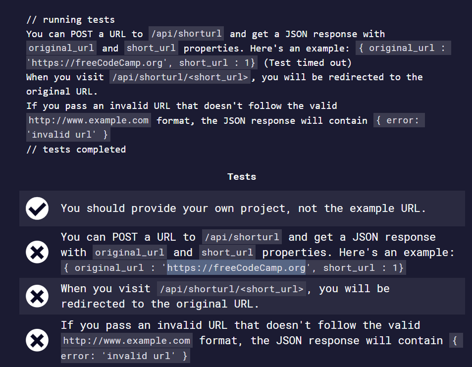 Test Failing On Url Shortener Microservice Challage When Using Nextjs · Issue 46730