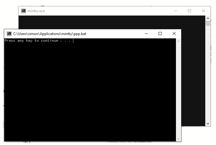Launching a script with mintty opens two windows · Issue #1093 · mintty/mintty · GitHub