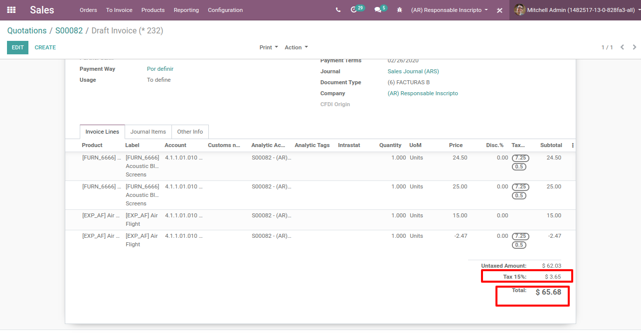 Tax calculation is different on sales order and Invoice · Issue #46389 · odoo/odoo · GitHub