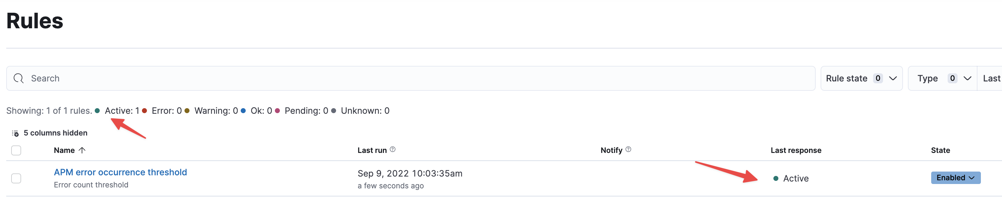 [Actionable Observability] Alert status health is not consistent from alerts table to rules ...