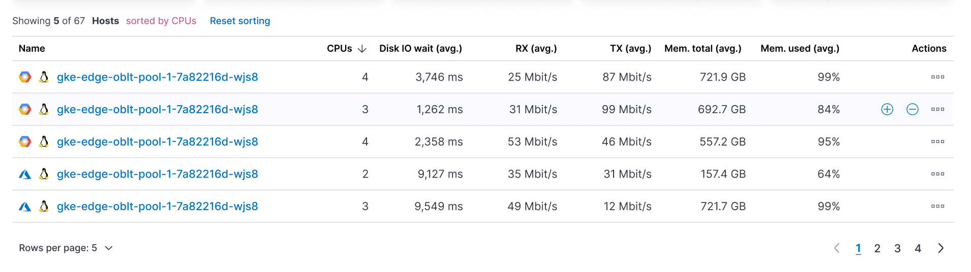 [Infrastructure] Hosts table: Show utility bar with results count and active sorting including a ...