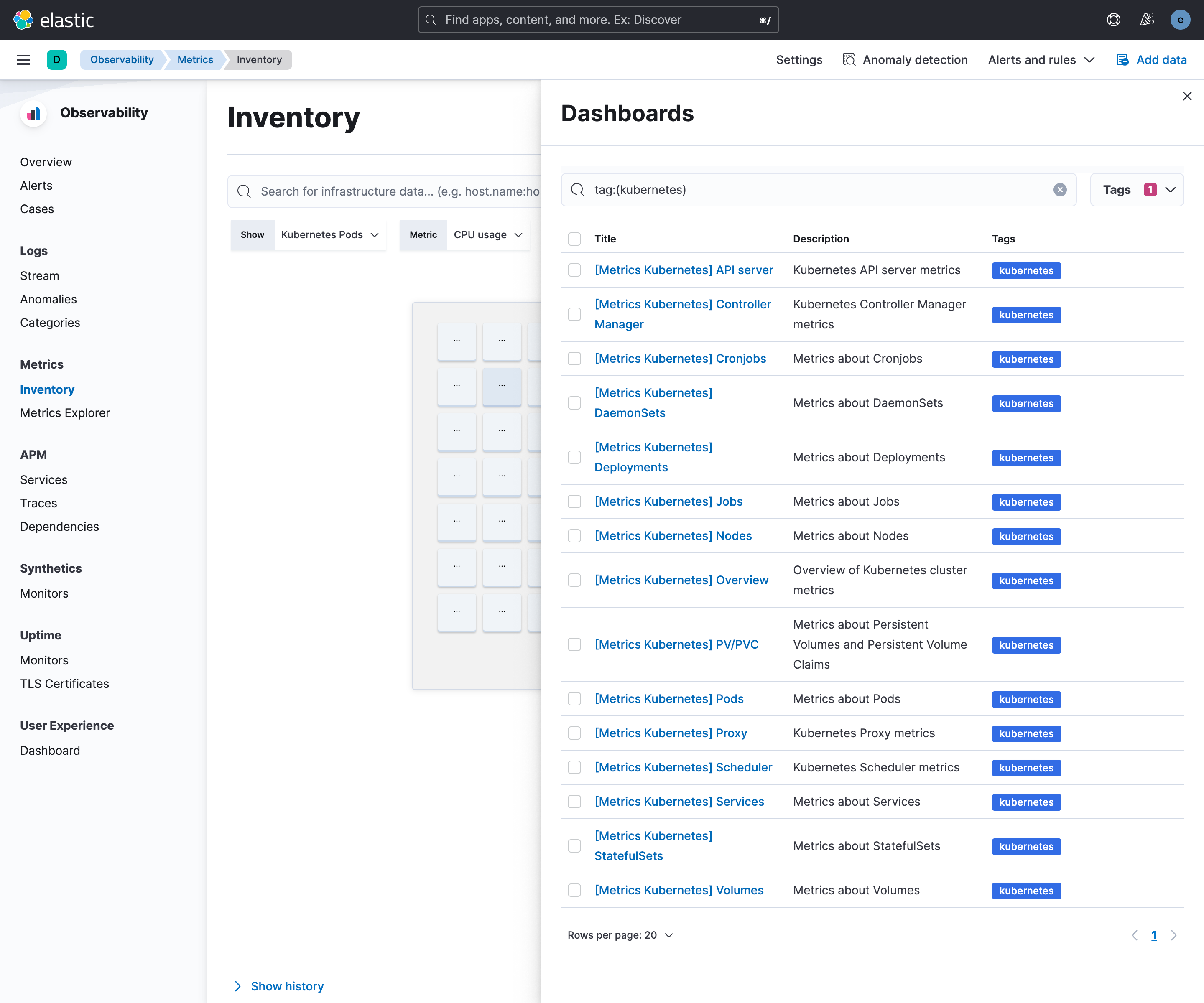 [Observability UIs] Need component pattern for dashboard search by tag · Issue #150449 · elastic ...