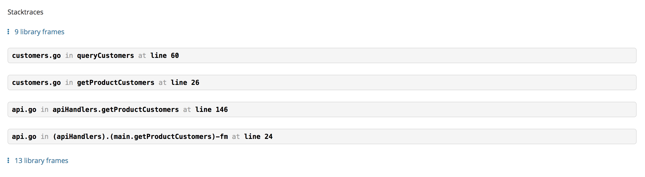 [APM] Improve displaying stack traces without source lines · Issue ...