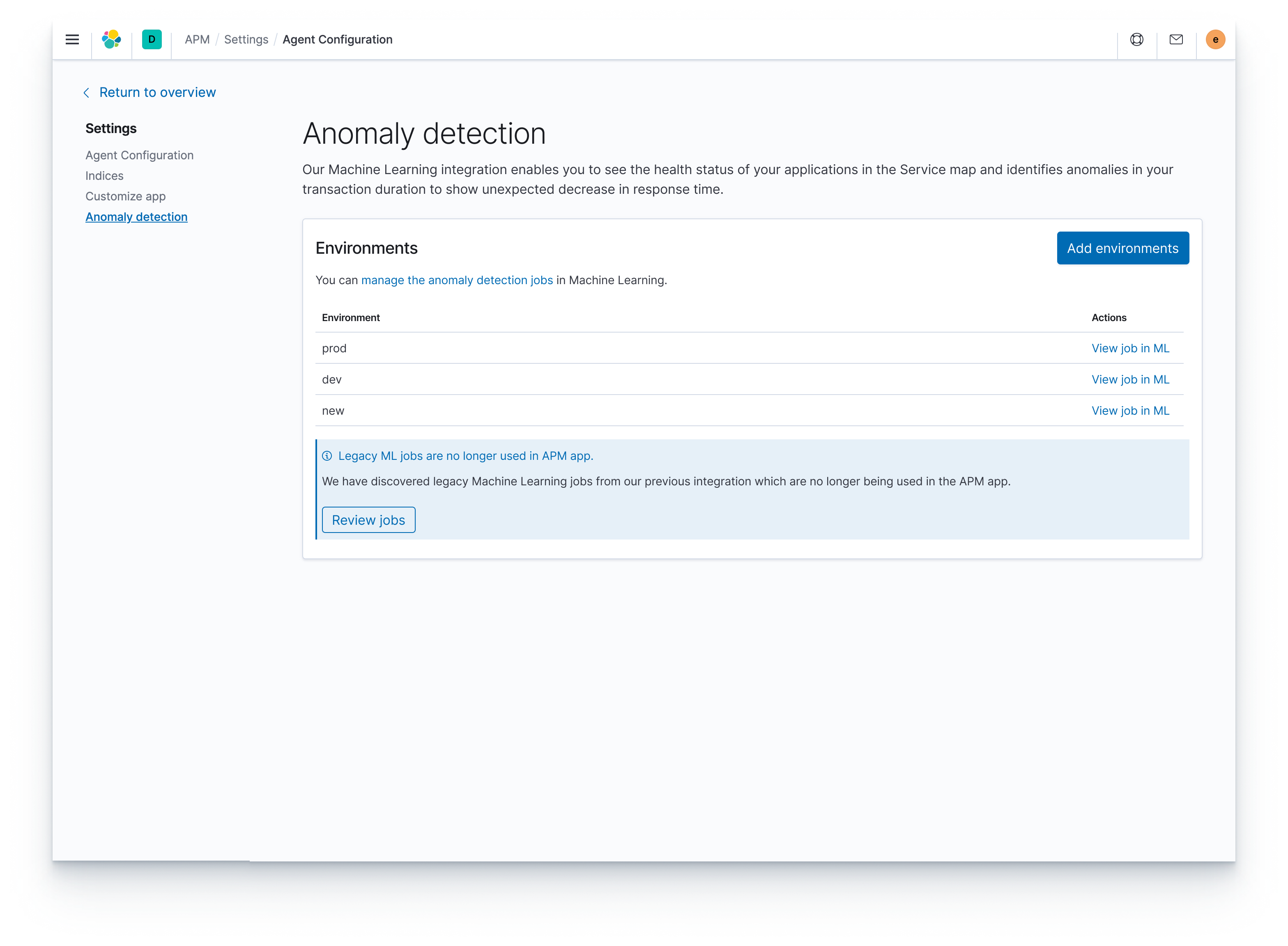 [APM] Anomaly detection: Show message in the Jobs list notifying about existing ML jobs · Issue ...