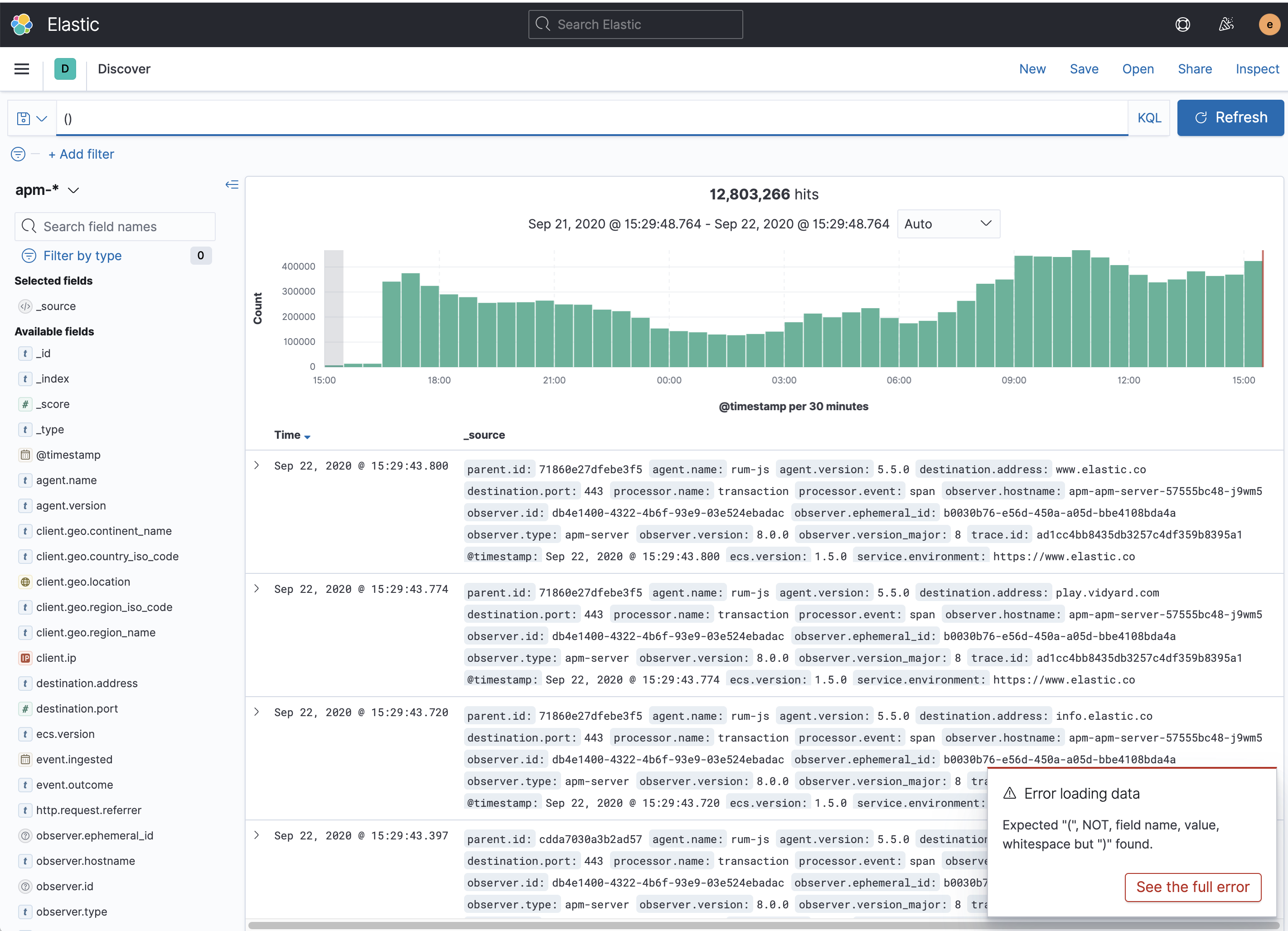 [Bug][Security solution] Overview: KQL search bar doesn't handle query errors in the expected ...